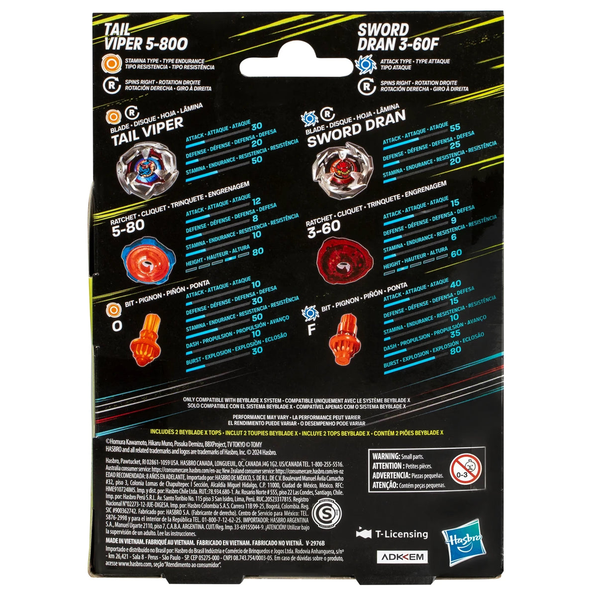 Beyblade X - Dual Pack Tail Viper 5-80O & Sword Dran 3-60F – Collectors Company