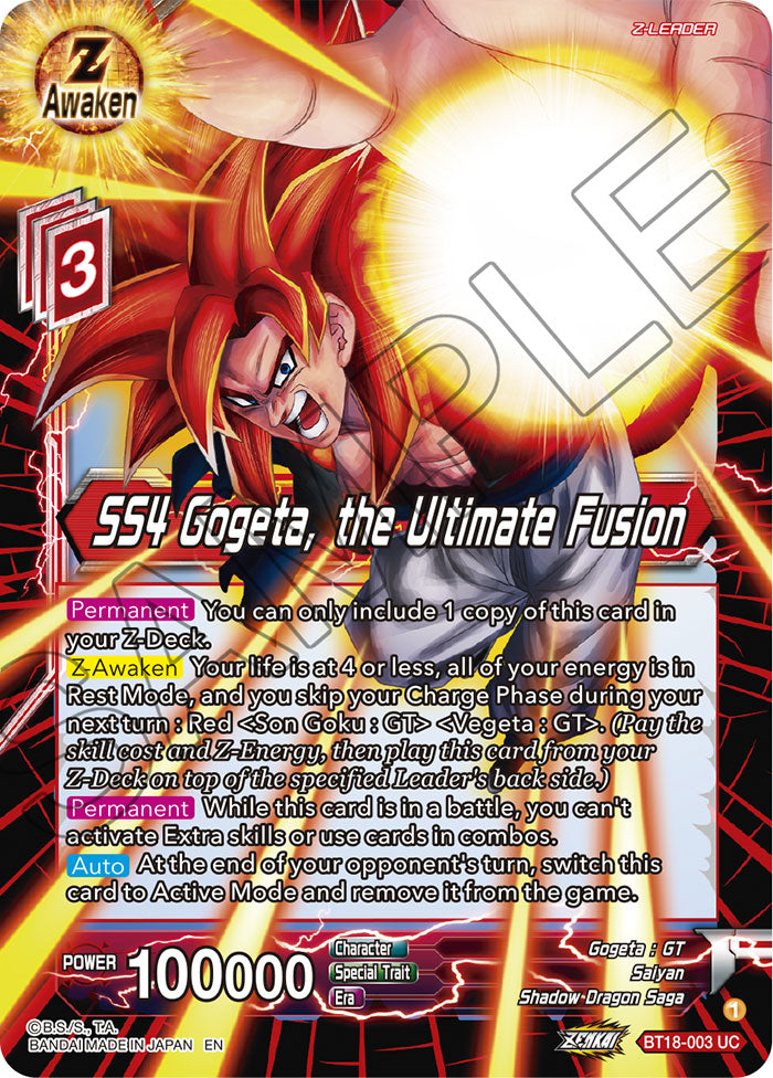 BT18-003 - SS4 Gogeta, the Ultimate Fusion - Uncommon – Collectors Company