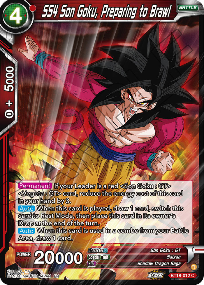 BT18-012 - SS4 Son Goku, Preparing to Brawl - Common – Collectors Company