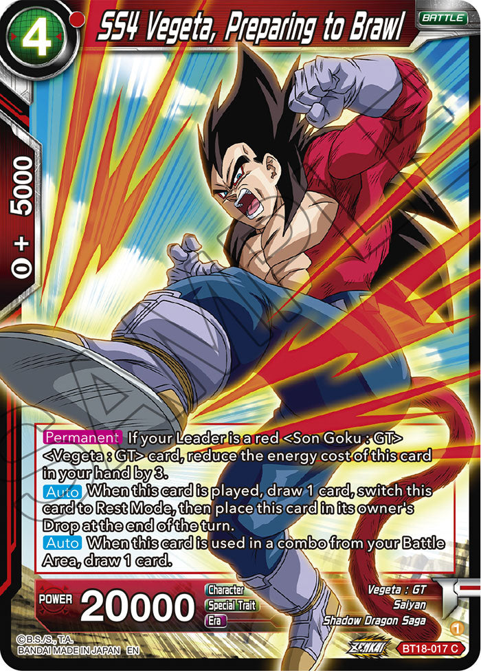 BT18-017 - SS4 Vegeta, Preparing to Brawl - Common – Collectors Company