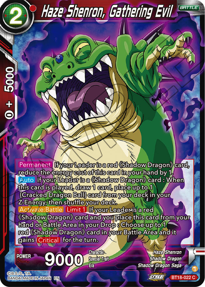 BT18-022 - Haze Shenron, Gathering Evil - Common FOIL – Collectors Company