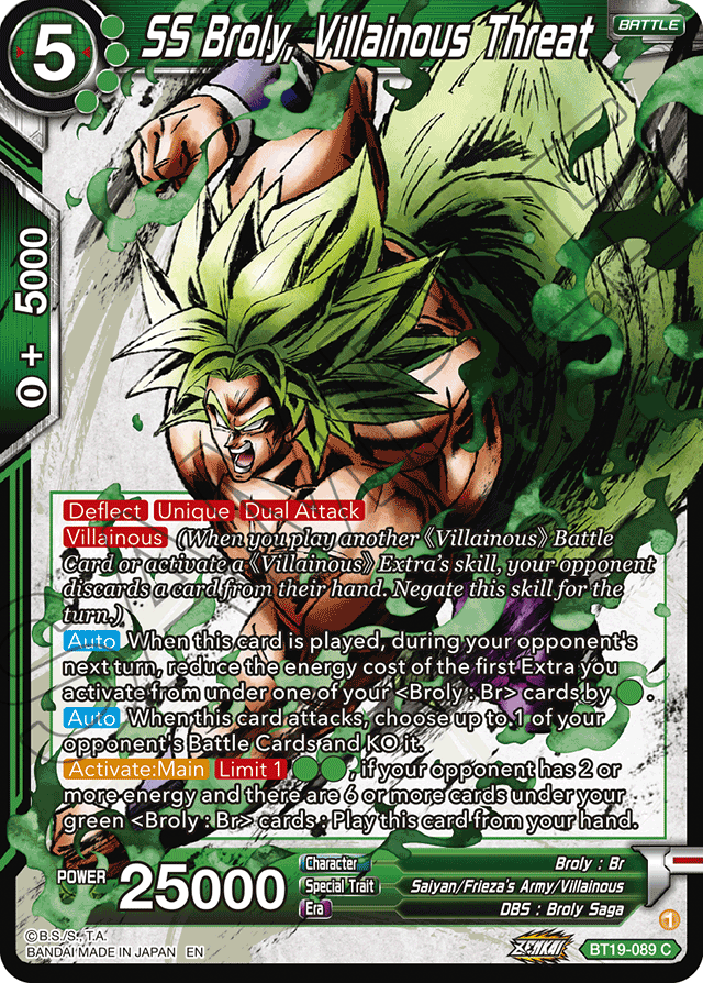 BT19-089 - SS Broly, Villainous Threat - Common – Collectors Company