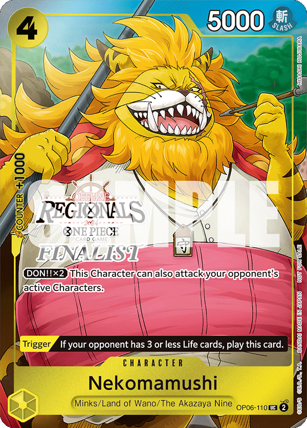 OP06-110 - Nekomamushi - Offline Regionals ALT ART FINALIST STAMPED ...