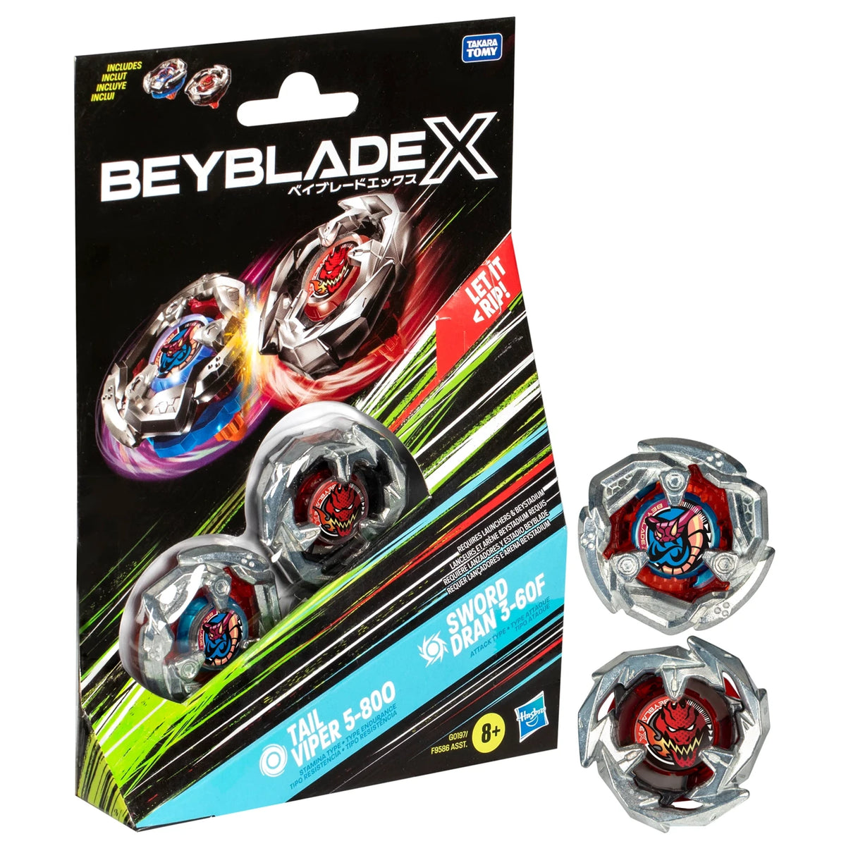 Beyblade X - Dual Pack Tail Viper 5-80O & Sword Dran 3-60F – Collectors ...